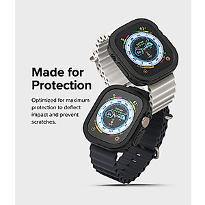 Ringke Air Sports [Tailored Cutouts] Compatible with Apple Watch Ultra 2 Case and Designed for Apple Watch Ultra Case, Soft Flexible Bumper Lightweight Slim TPU Cover for Women, Men - Black