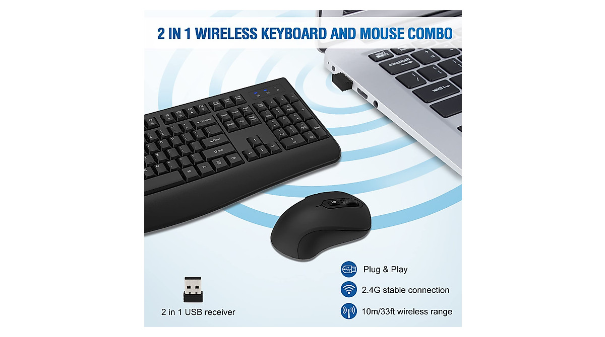 Wireless Keyboard and Mouse Combo with Palm Rest - Loigys
