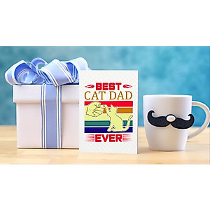FLYAB Best Cat Dad Ever Fathers Day Card from Cat 4"x6" Funny Cat Dad Fathers Day for Cat Dad Fathers Day Card for Dad from Daughter Son Birthday Greeting Card with Envelope for Husband from Wife