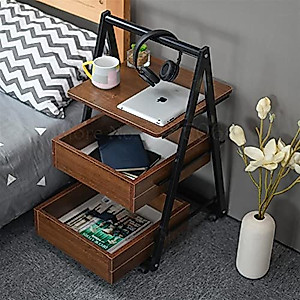 YUZZI Bedroom Table Simple Mobile with Locker Side Corner Table Small Coffee Table Sofa Side Table Lazy Bedside Table