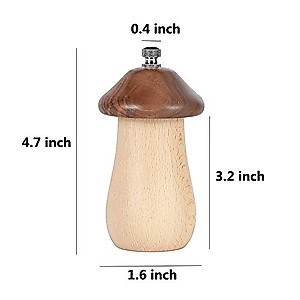 Sizikato 2pcs Cute Mushroom Wooden Pepper Grinder Mill