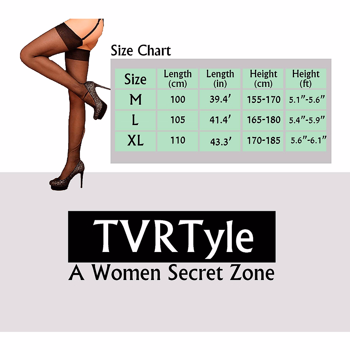 TVRtyle Women’s 10 Denier Vintage Thigh High See Through Non-stretch RHT Silk Stocking 928 (Large)