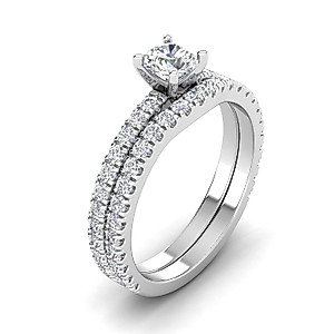 1.00 Carat TW Diamond Solitaire Bridal Set Engagement Rings in 10k White Gold (H-I, I2)