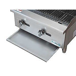 KoolMore 24 in. Commercial 2-Burner Natural Gas Charbroiler with 60,000 BTU in Stainless-Steel, ETL Listed(KM-GCB2-24M)