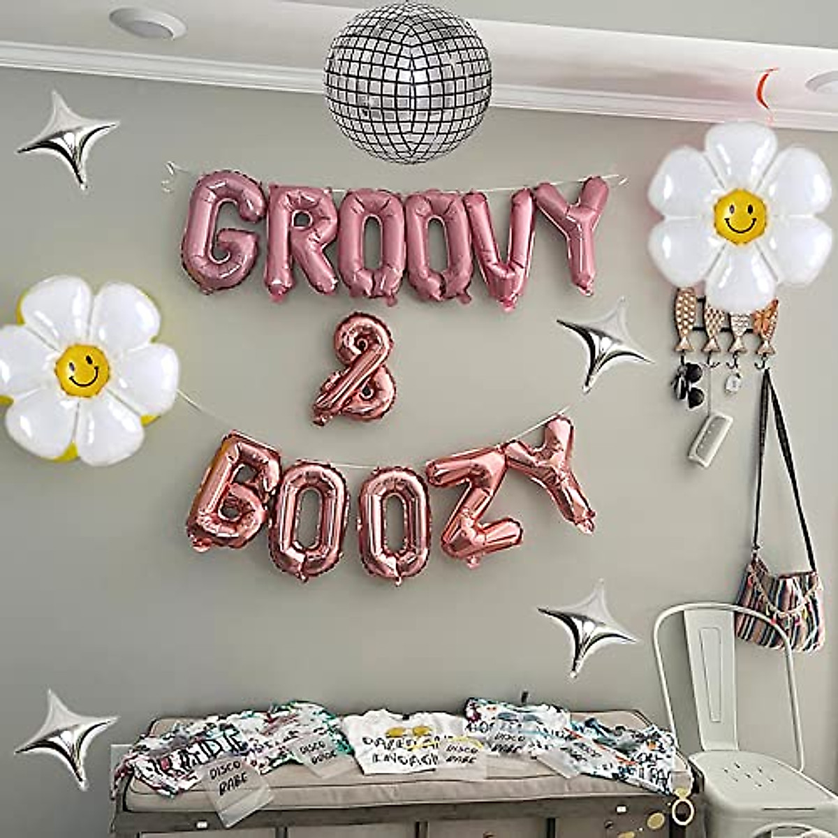 Groovy & Boozy Balloon Banner for Dazed and Engaged Bachelorette Party 60s 70s Retro Bachelotette Birthday Party Decorations