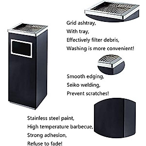 Trash Bin Trash Can Wastebasket Trash Can Outdoor Square Large Garbage Bin Stainless Steel Waste Bin with Ashtray Hotel Lobby Garbage Can Waste Bin (Color : OneColor)