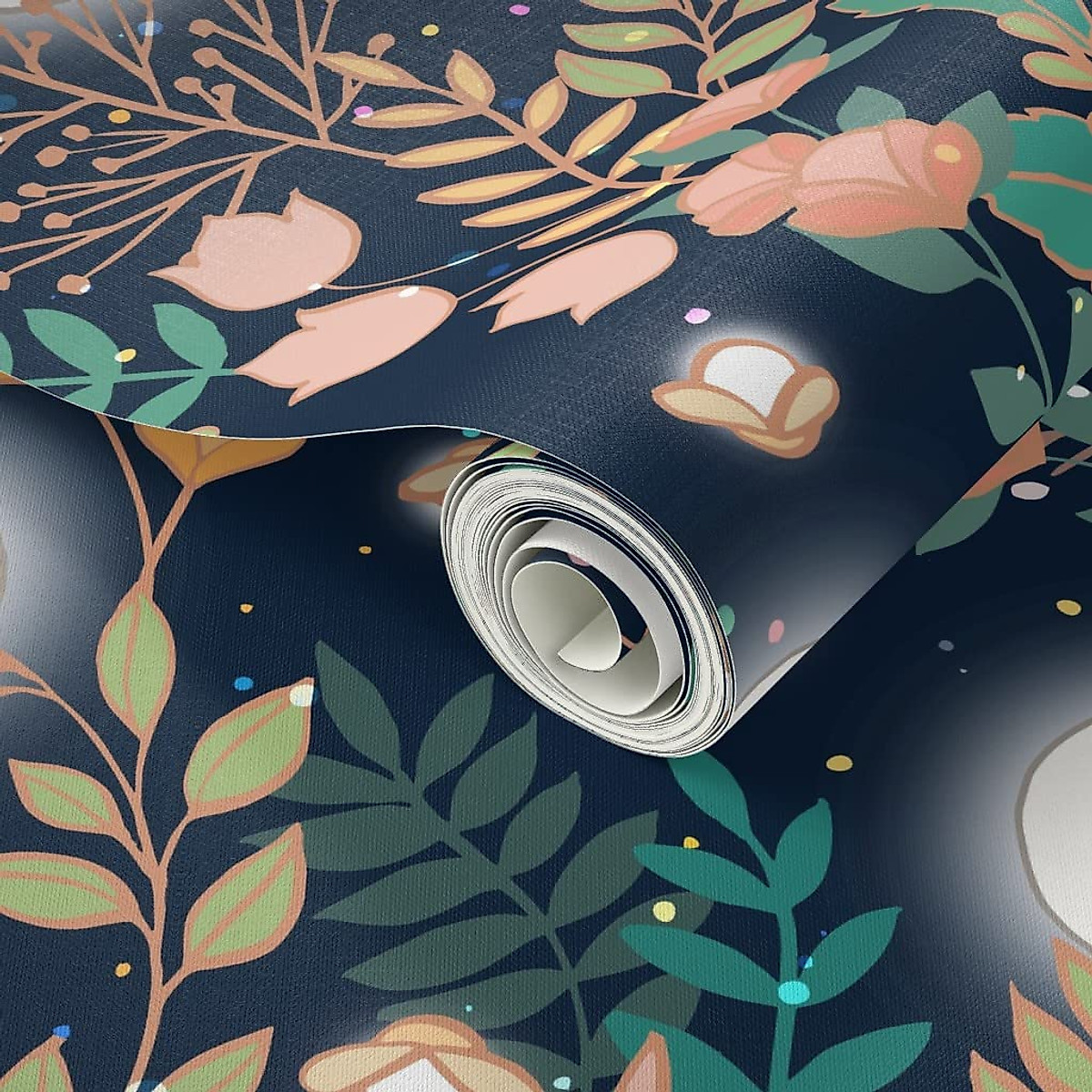 Peel & Stick Wallpaper Swatch - Fireflies Stars Night Bugs Moon Insects Custom Removable Wallpaper by Spoonflower