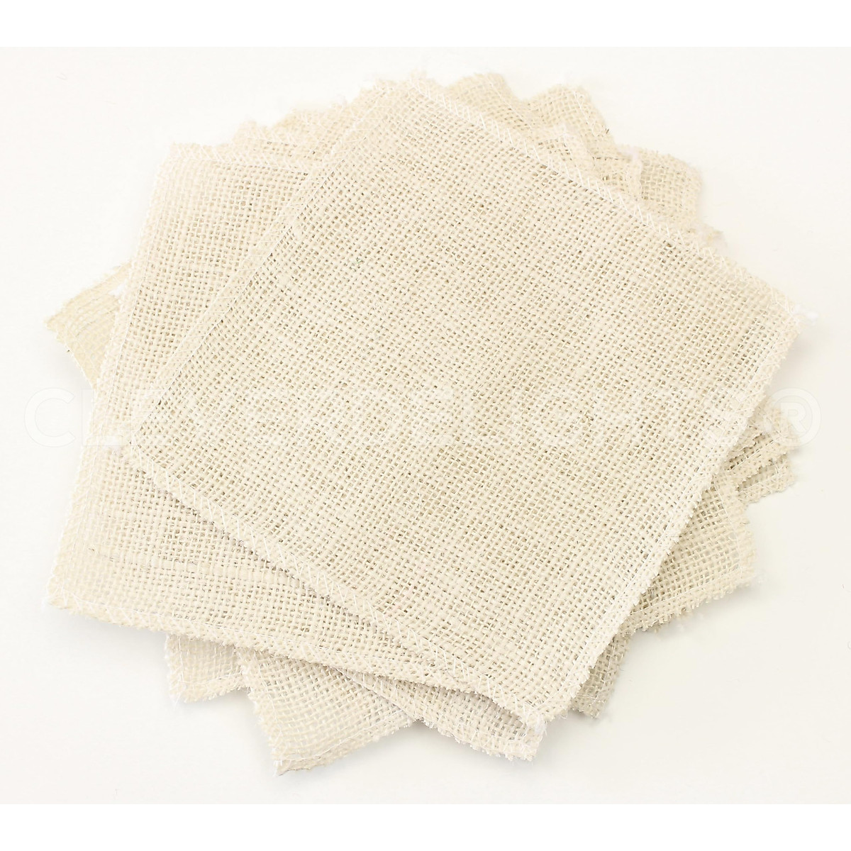 CleverDelights 6 Inch Ivory Burlap Squares - 12 Pack - Jute Burlap Fabric - Finished Edges - 6" x 6"