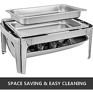 UZOURI Stainless Steel Chafing Dish, Chafing Dish Set Food Warmer Buffet with 2 Chafing Dish Methanol Gel Fuel, for Buffet Catering Kitchen Party