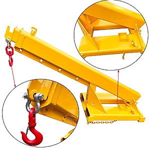 WYDDDARY Adjustable Mobile Crane Lifting Hoist Truss Jib Boom Hook 6614LbS Capacity Forklift Telescopic Boom for Forklift Towing Handling(Angle Fixation)