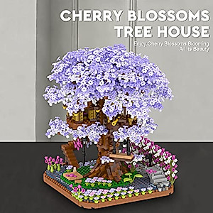 Vziimo Cherry Blossom Bonsai Tree Building Set, Sakura Tree House Model Sets for Adults, 2200Pcs Mini Micro Bricks Collectible Creative Gift for Teens Girls Boys 14+