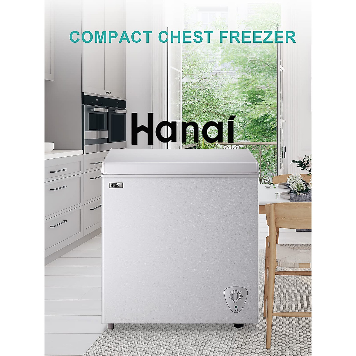 WANAI 5.0 Cu.Ft Compact Chest Freezers with 7 Adjustable Thermostat Top Open Door Freezer Compressor Cooling with Removable Storage Basket, Energy Saving Perfect for Home Bar Dorm or Apartment, Black