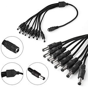 12V 7A CCTV Surveillance Video Power Supply Adapter + 1 to 8 Power Splitter & 110~240V AC 2.1mm Plug for Security Camera，LED Strip Light