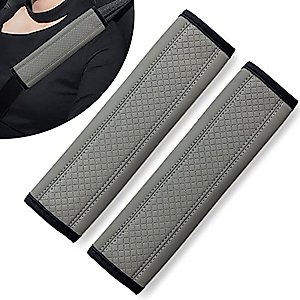 Car Seat Belt Cover, Soft Shoulder Protection Cover for Cars, Comfortable Driving Protection Cover for Cars, Leather Embossed Seat Belt Pad, Universal Suitable for Cars, Trucks, Suvs (Gray)