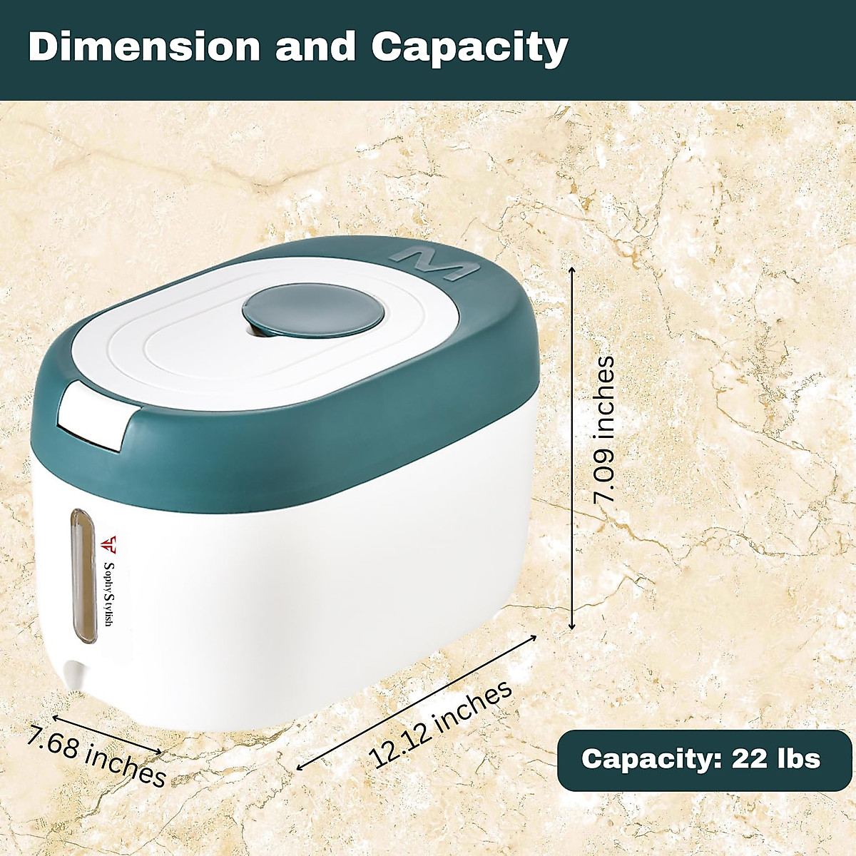 Kitchen Airtight Food Storage Container with Lid for Rice, Cereal, Flour, Sugar, Grains and Dog Food Storage - 11 lbs, Gree