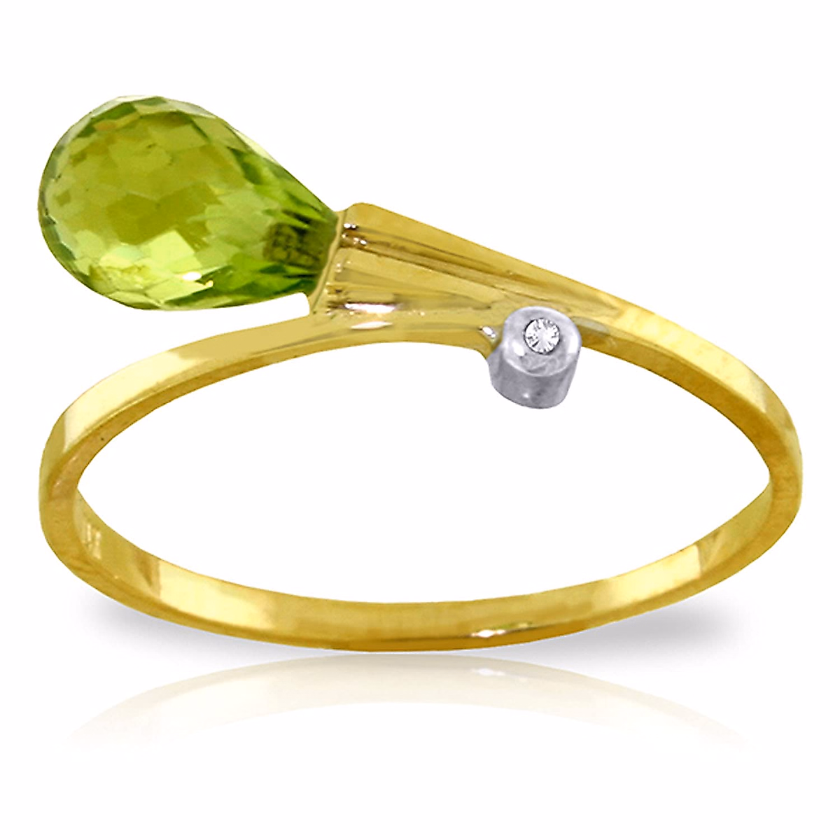 Galaxy Gold GG 14k Solid Gold Ring with Natural Peridot and Diamond accent - Size 6.5