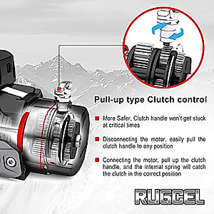 RUGCEL WINCH 12000lb New Waterproof Electric Synthetic Rope Winch 12V with Hawse Fairlead, 2 in 1 Wireless Remote,Black Rope，for Truck SUV