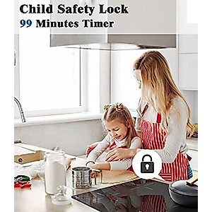 Karinear 24 Inch Induction Cooktop 4 Burner Electric Cooktop, Drop-in Induction Burner with Timer and Child Lock, Pause Function, Vitro Ceramic Glass, 220-240V, 6400W, Hard Wired(No Plug)