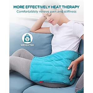 Comfytemp Weighted Heating Pad, 12x 24" Electric Heating Pad for Back Pain Relief with 9 Heat Settings | 11 Auto-Off | Stay on | Backlight, 2.2lb XL Heat Pad for Shoulders and Cramps Relief, Washable