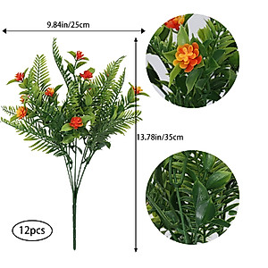 HO2NLE 12 Bundles Outdoors Artificial Flowers UV Resistant Shrubs Artificial Plants for Hanging Planter Window Box Front Porch Garden Home Farmhouse Garden Decoration