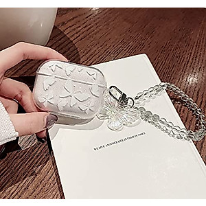 Compatible Butterfly Airpods Pro 2 2022,Airpods Pro 2nd Generation, Airpods Pro 2 Case Clear Cute Cover with Beaded Keychain for Women Girls (Airpod Pro 2 )