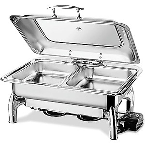 Chafing Dishes Food Warmers, Tower Buffet Server Alcohol and Electric Heating Party Hot Trays, 9L Chafing Dishes with Visual Lid for Keep Food Warm, Adjustable Temperature (B)