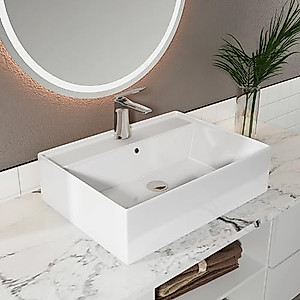 Sinber BVS2417A-OK 24" x 17" x 6.3" White Rectangular Ceramic Countertop Bathroom Vanity Vessel Sink