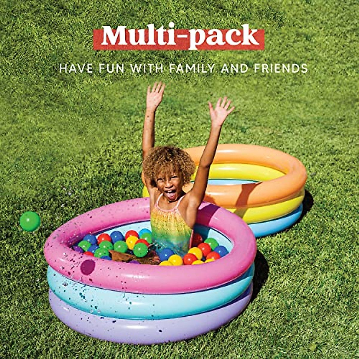 2 Packs 34'' Multicolor Inflatable Kiddie Pools, Baby Swimming Pool Set, Kids Summer Fun Water Pool Pit Ball Pool Thick Wear-Resistant Blow Up for Garden Backyard Outdoor (34’’ 10’’)