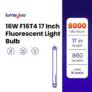 lumenivo 16W F16T4 17 Inch Fluorescent Light Bulb Replacement for Furnlite FC 952 T4 Easy to Install with A G5 Mini Bi-pin Base - 8,000 Hours - 3000K Warm White - 860 Lumens