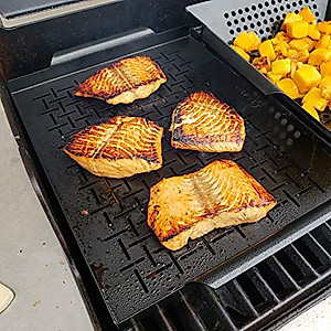Kona Grill Tray - Heavy Duty BBQ Grilling Pan Will Never Warp & Enameled For Easier Cleaning - BBQ Accessory For Fish, Vegetables, Kabobs - 16x12 x1 inch