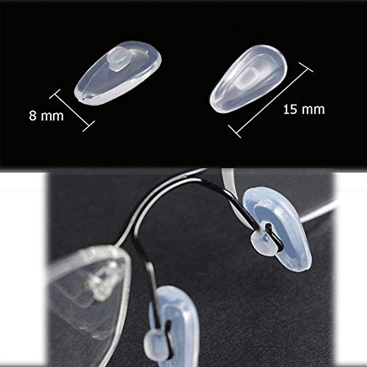 Glasses Repair Replacement Metal Temple Eyewear Metal Frame Arms for Eyeglasses Sunglasses (Nose Pads Clear)