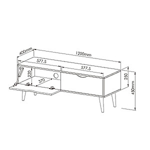 CENSI Natural Oak Television TV Stand, Wooden Console Coffee Table, Lowline for Small Space, 47 Inch Mid-Century Modern Style, Fits TVs up to 55" (Light Wood)