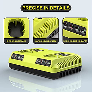 Powilling P117 Replacement for Ryobi 18V Battery Charger, P118 Compatible with Ryobi 18V for Ryobi One+ Plus Battery P100 P101 P102 P103 P105 P107 P108 P200 Ryobi 18v Battery Dual Charger