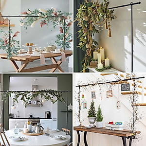 OSYIN Over The Table Rod Stand with Clamps, 46-82”Length, Adjustable Metal Balloon Flower Arch Stand, Decorated Arch for Party, Birthday, Wedding, Halloween, Christmas, Black