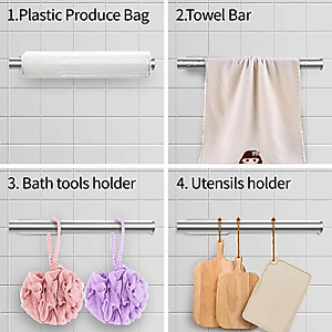 Adhesive Paper Towel Holder, No Drilling Paper Tower Rack, Stainless Steel Rust-Proof and Durable, Suitable for Kitchen, Bathroom, 11.8 inch, Gold