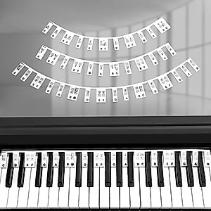 FRDERN Piano Notes Guide for Beginner, Removable Piano Keyboard Note Labels for Learning, Piano Accessories for 88-Key Full Size, No Need Stickers, Made of Silicone, Reusable… (Black)