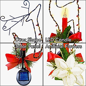 OBABA 2 Pack Solar Christmas Yard Stake Lights,Outdoor Decor Garden Metal Reindeer 33" Stakes LED Candle Light,Holiday Ornament for Home Lawn Pathway Walkway Driveway Winter Decoration