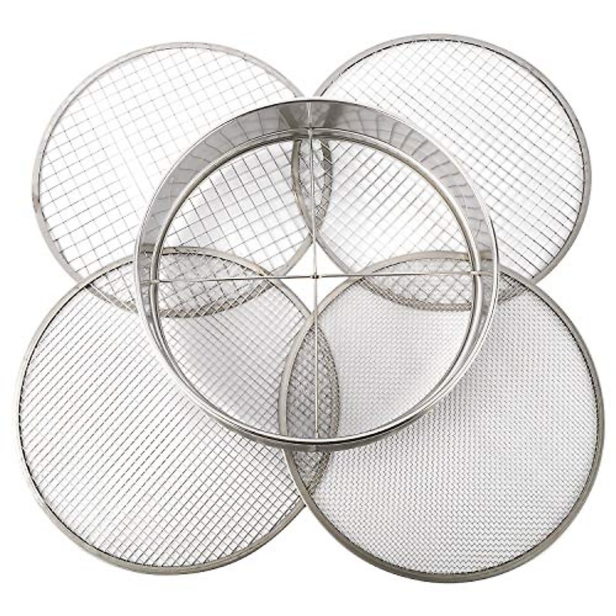 YaeCCC Garden Potting Mesh Sieve Sifting Pan - Stainless Steel Riddle - Mix Soil Filter - with 4 Interchangeable Mesh Sizes (Approx 1/8", 1/4", 3/8", and 1/2")