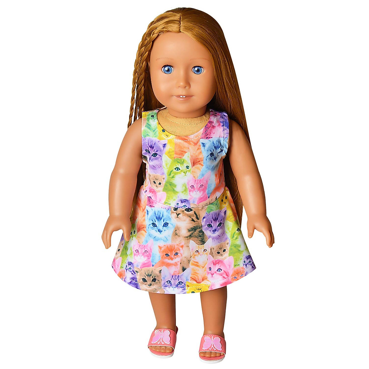 Matching Doll & Girls Dresses Kid Toddler Cat Cloth Fit American Girl Doll