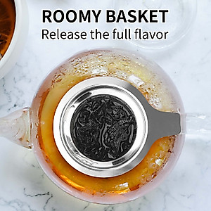 Vaincre Tea Infuser Tea Strainer - Extra Fine Mesh Tea Strainers Tea Infusers for Loose Tea, Stainless Steel Tea Steeper Tea Diffuser with Large Capacity Tea Basket and Lid, Fits Teapots, Mugs, Cups