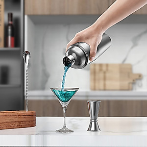 LUCKYGOOBO Cocktail Shaker Set,24 oz Martini Shaker,Bartender Kit with Stand,Stainless Steel Martini Mixer Built-in Strainer,Bar Tool Set,Drink Shaker,Fun Gifts.