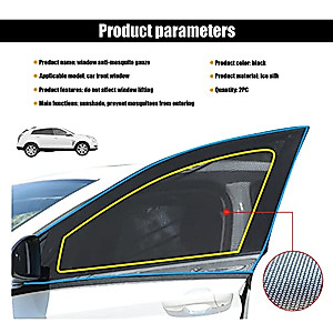 Yonput 2 PCS Breathable SUV Front Side Window Shades, Universal Car Side Window Sun Shade UV Protection and Cover, Car Curtain with Two Holes Anti-Exposure Mosquito Net (Black)