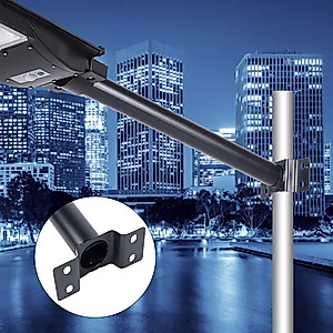 Cyrank Light mounting Bracket, Street Light Pole Mount Solar Lighting Mounting Bracket Black Extension Pole Kit 50cm Wall Light Pole Lamp Holder