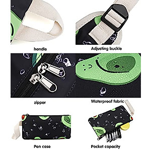 Malaxlx Avocado Print School Backpack Set for Teen Girls Boys, Bookbags with Lunch Box Pencil Case