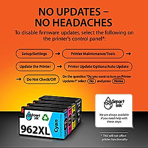 Smart Ink Compatible Ink Cartridge Replacement for HP 962XL 962 XL (Black XL & C/M/Y XL 4 Combo Pack) to use with Officejet Pro 9015 9010 9018 9022 9025 9020 9019 9013 9016 Officejet 9012