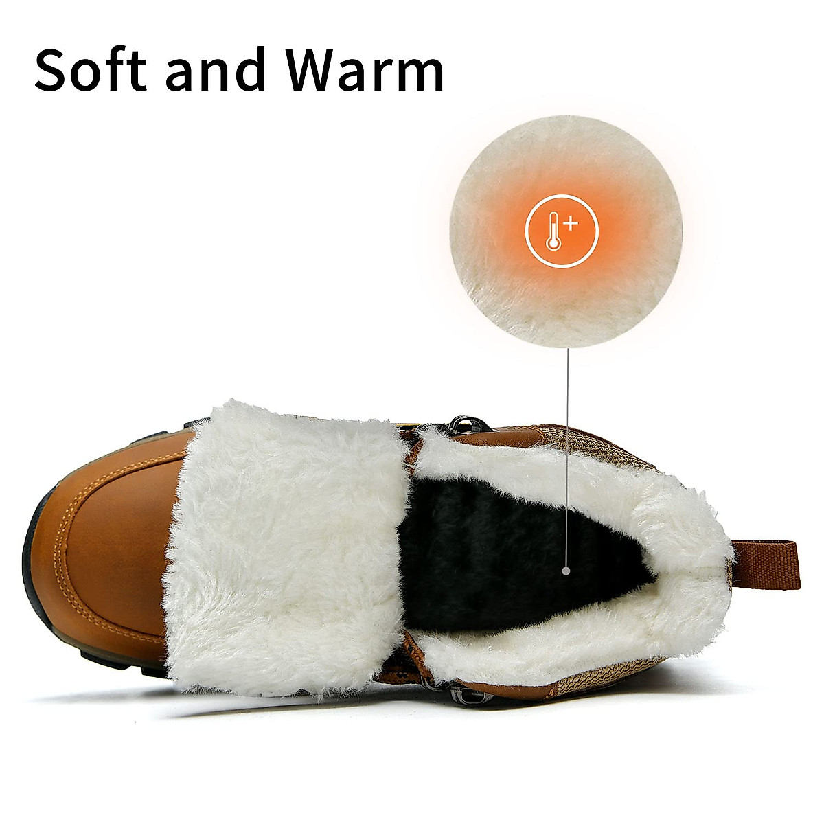 Mens Womens Snow Winter Boots Anti-Slip Mid Ankle Trekking Waterproof Hiking Outdoor Shoes Warm Fur Lined Size7 Brown