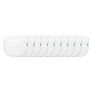 green sprouts Stay-dry Baby Bibs (10 pack) Waterproof protection, Adjustable hook-&-loop closure, Machine washable , White