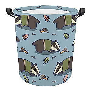 Badger and Snail Large Laundry Basket Hamper Bag Washing with Handles for College Dorm Portable