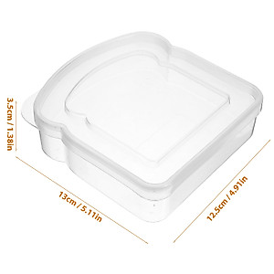 WRITWAA 5PCS Clear Sandwich Container Set, Toast Shape Meal Prep Storage Box with Lids, Ideal for Lunch Boxes & Snack Organization