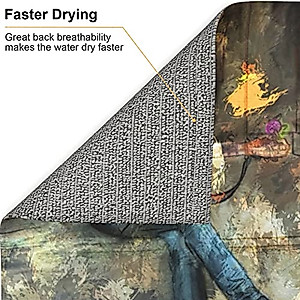 Musical Man Playing Guitar Printed Drying Mat For Kitchen Ultra Absorbent Microfiber Dishes Drainer Mats Non-Slip Silicone Quick Dry Pad - 18 X 16inch